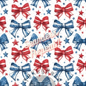 Coquette 4th of July Seamless Digital Paper for Fabric Print, USA ...