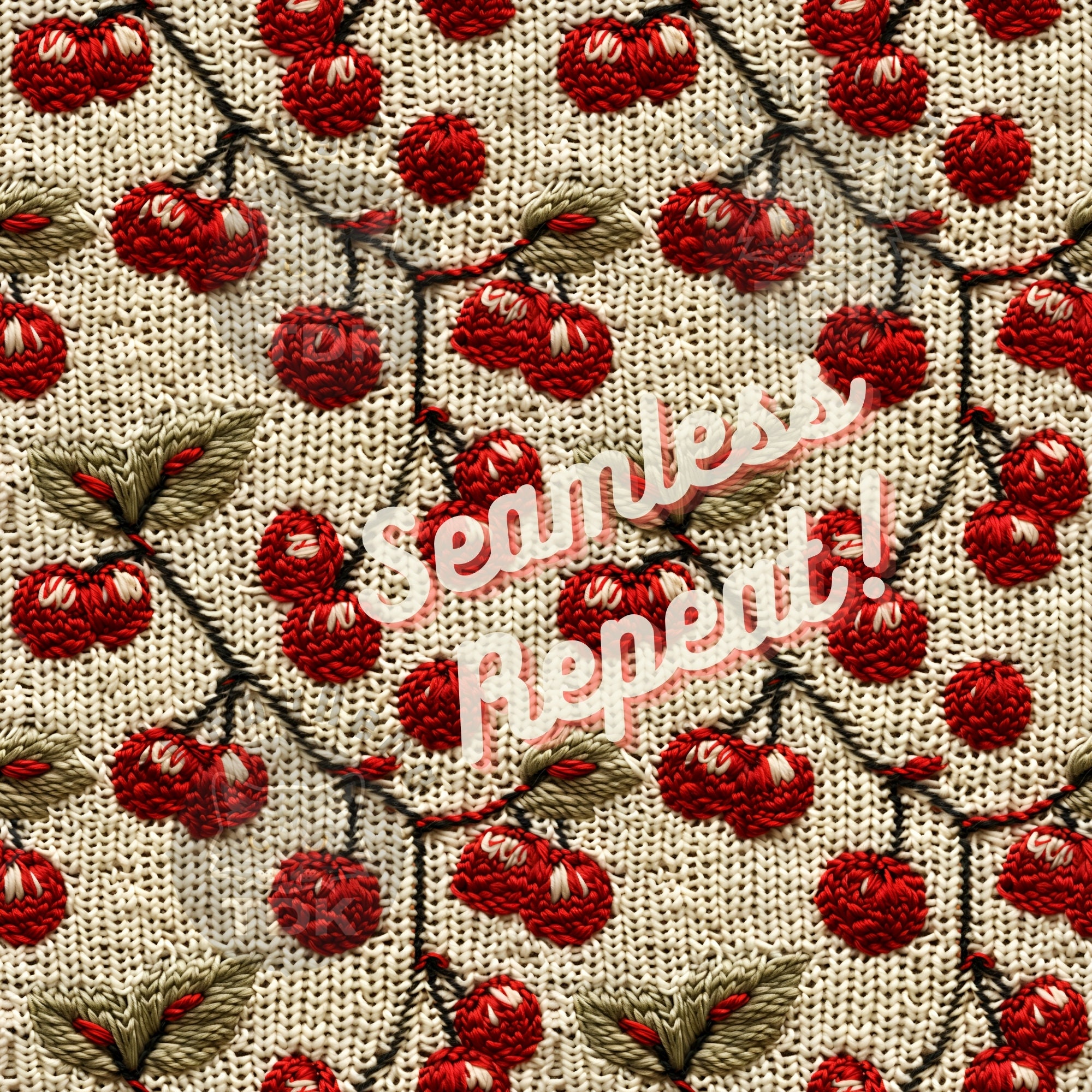Vintage Cherry Faux Fabric Texture Seamless Digital Paper Fabric Print ...