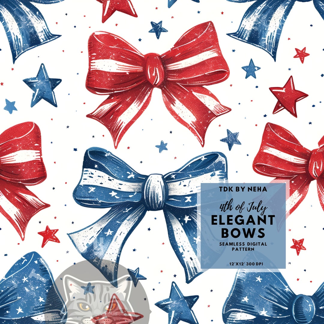 Coquette 4th of July Seamless Digital Paper for Fabric Print, USA ...