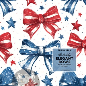 Coquette 4th of July Seamless Digital Paper for Fabric Print, USA ...