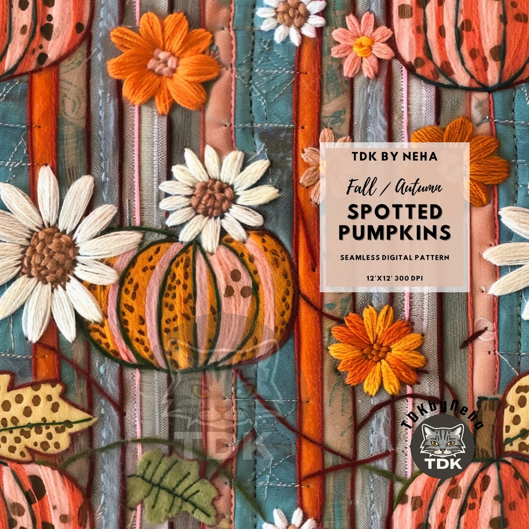 Halloween Stripes Spotted Pumpkin Seamless Digital Paper for Fabric ...