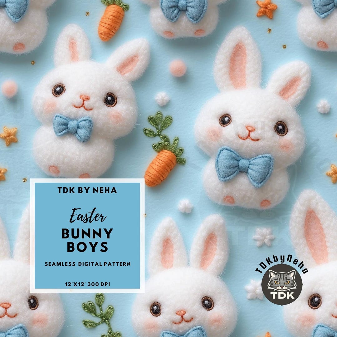 3D Cute Bunny Rabbit Seamless Pattern for Fabric Print, Easter Bunny ...