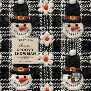 Checkered Groovy Christmas Snowman Seamless Pattern Repeat File for ...