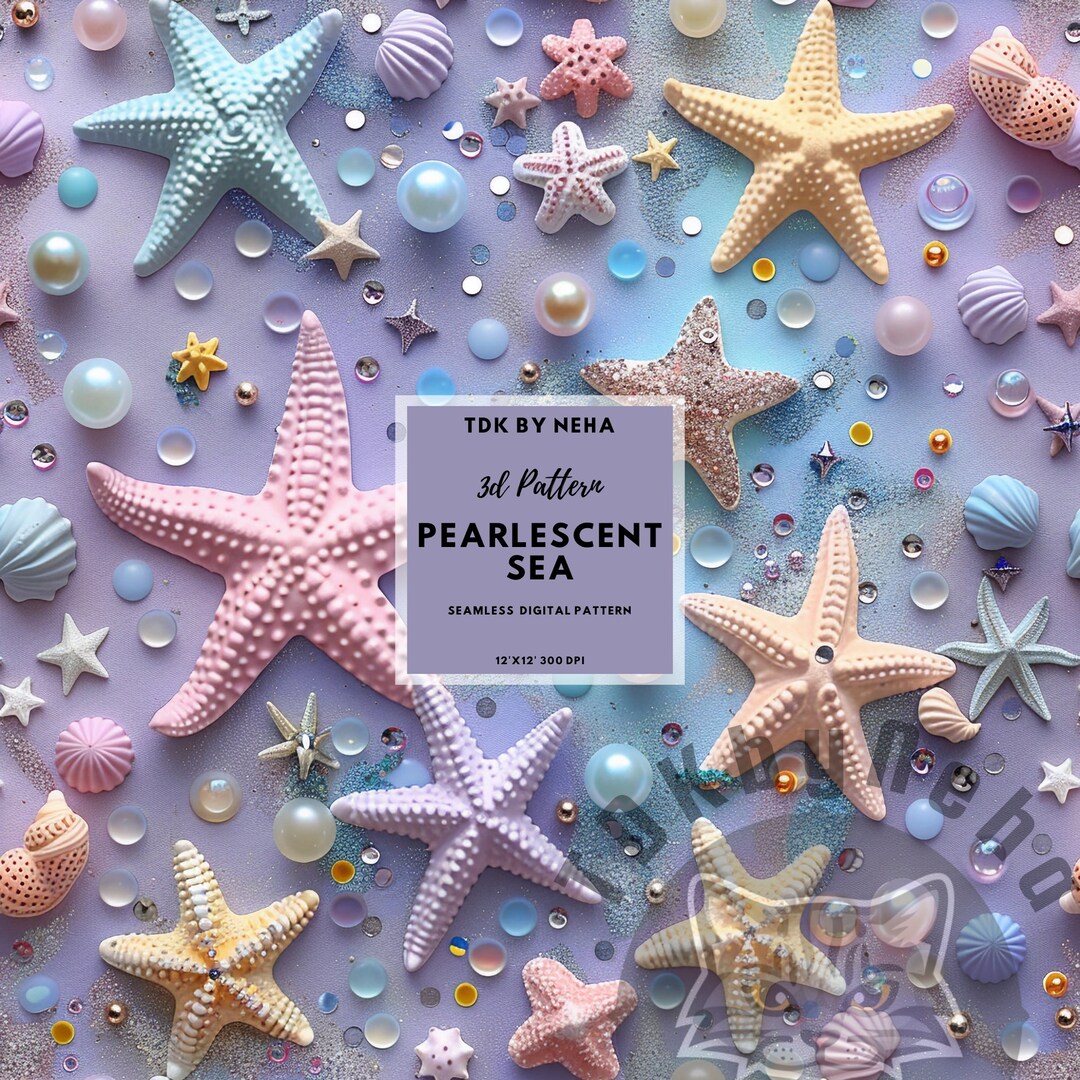 Summer Pearlescent Sea 3D Seamless Digital Paper Fabric Print, Unicorn ...