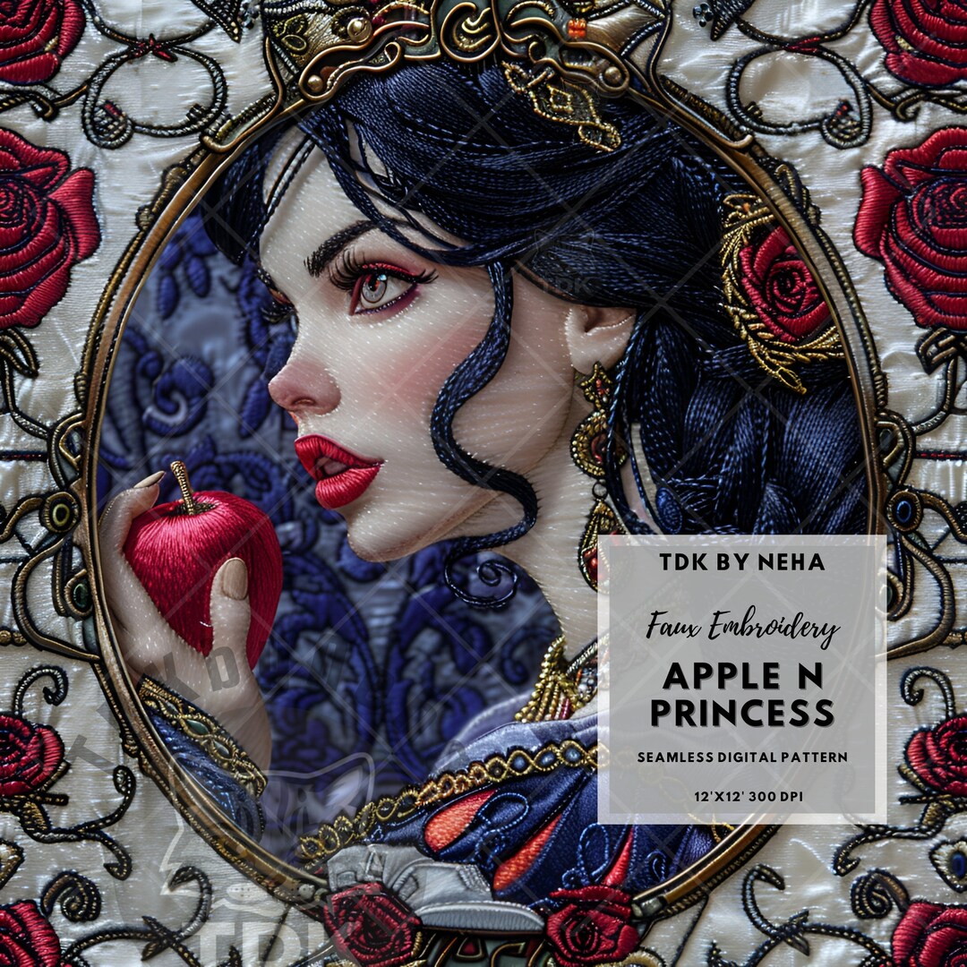 Fair Princess Faux Embroidery Seamless Digital Paper Fabric Print ...