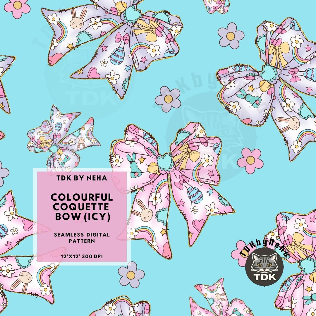 Spring Summer Coquette Bow Seamless Pattern Digital Paper for Fabric ...