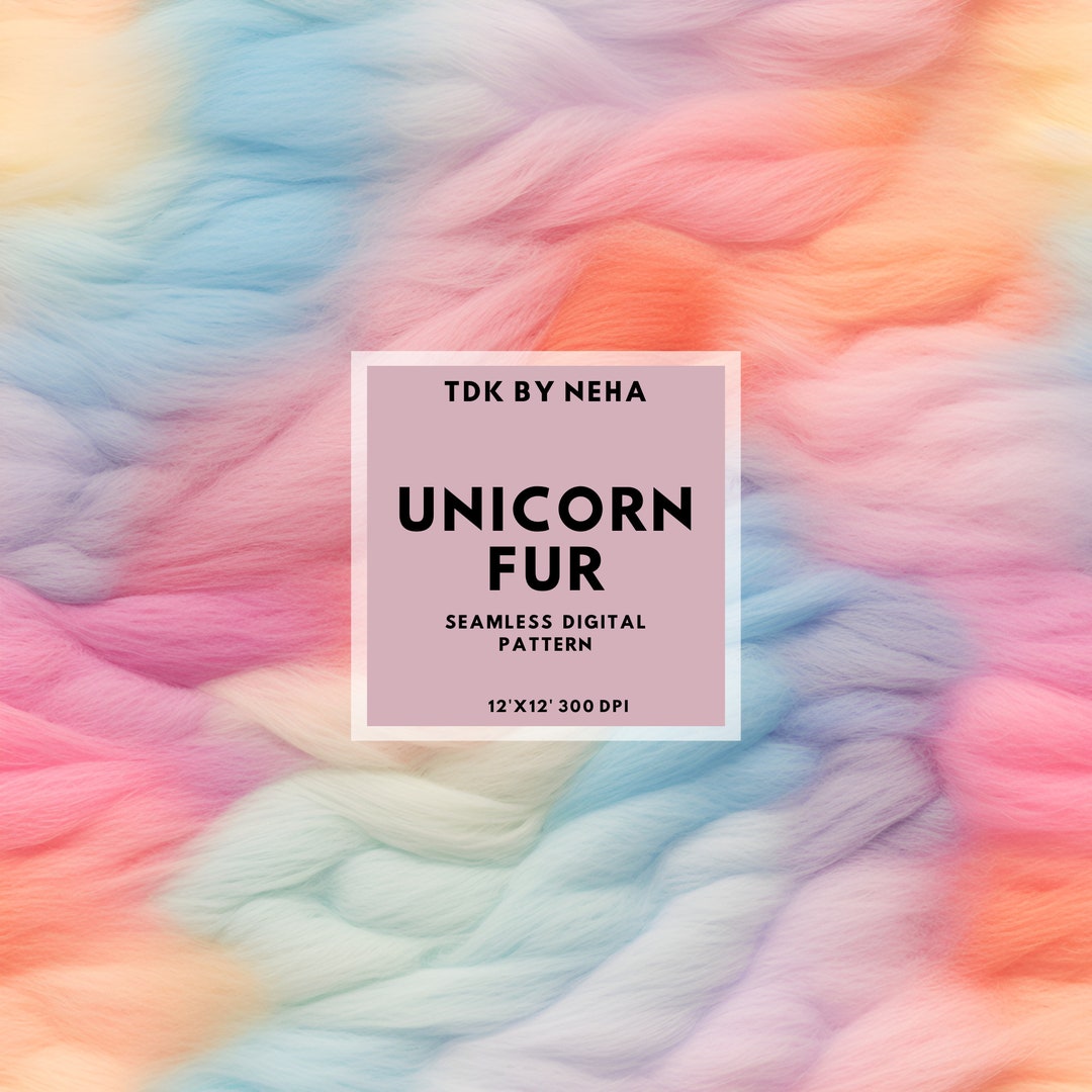 Unicorn Faux Fur Seamless File, Pastel Rainbow Seamless Print, Theme ...