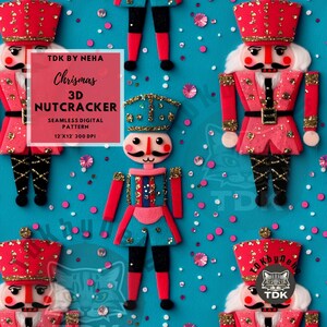 3D Nutcracker Seamless Pattern for Fabric Print, Christmas Embroidery ...