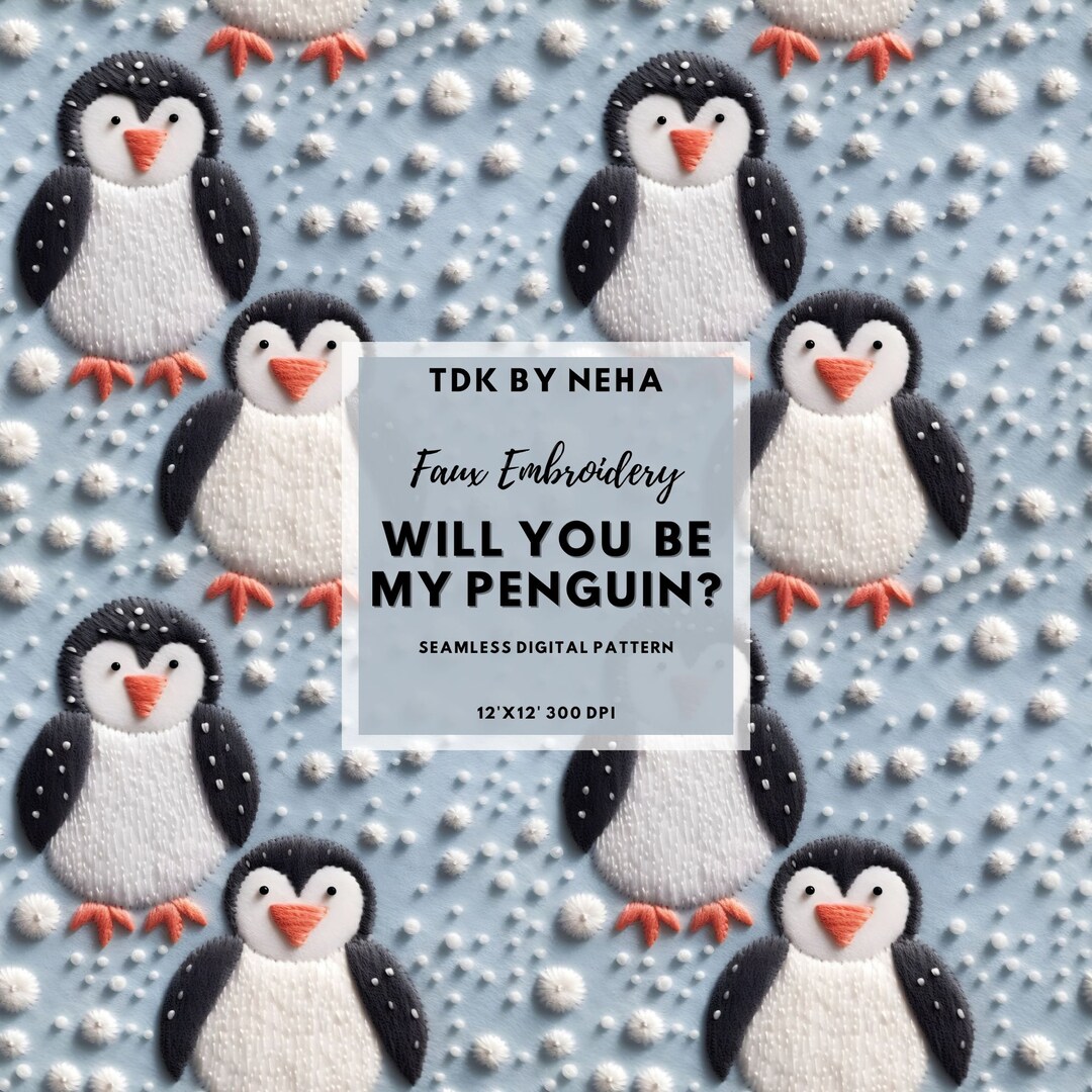 Cute Penguins Seamless Pattern, Winter Seamless Penguin Wallpaper ...