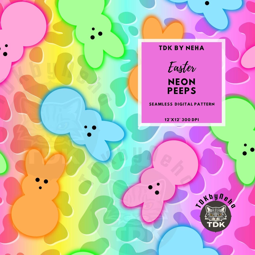 Spotted Neon Easter Peeps Bunny Seamless File, Preppy Easter Seamless ...