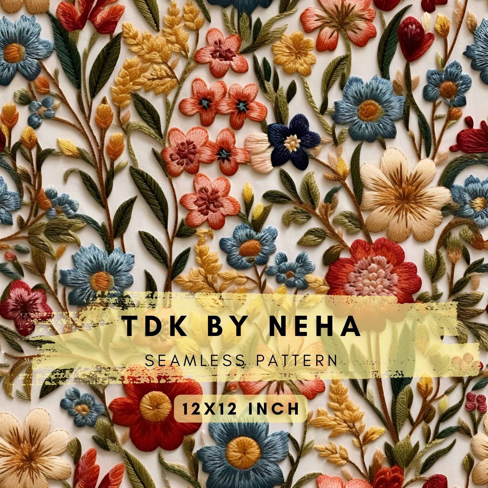 Embroidery Seamless File Boho Floral Embroidery Seamless - Etsy