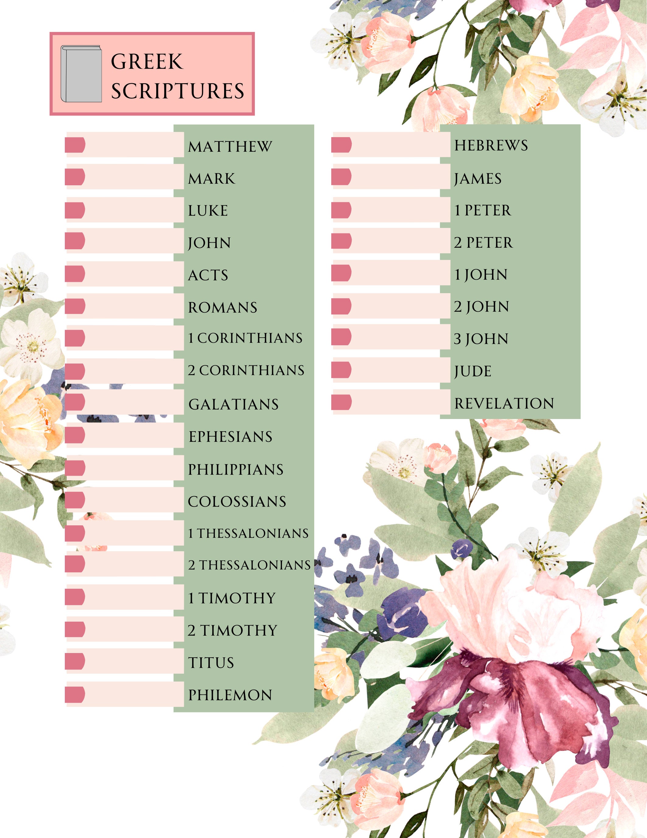 Bible Reading Checklist Undated - JW - Iris Eucalyptus - Printable PDF ...