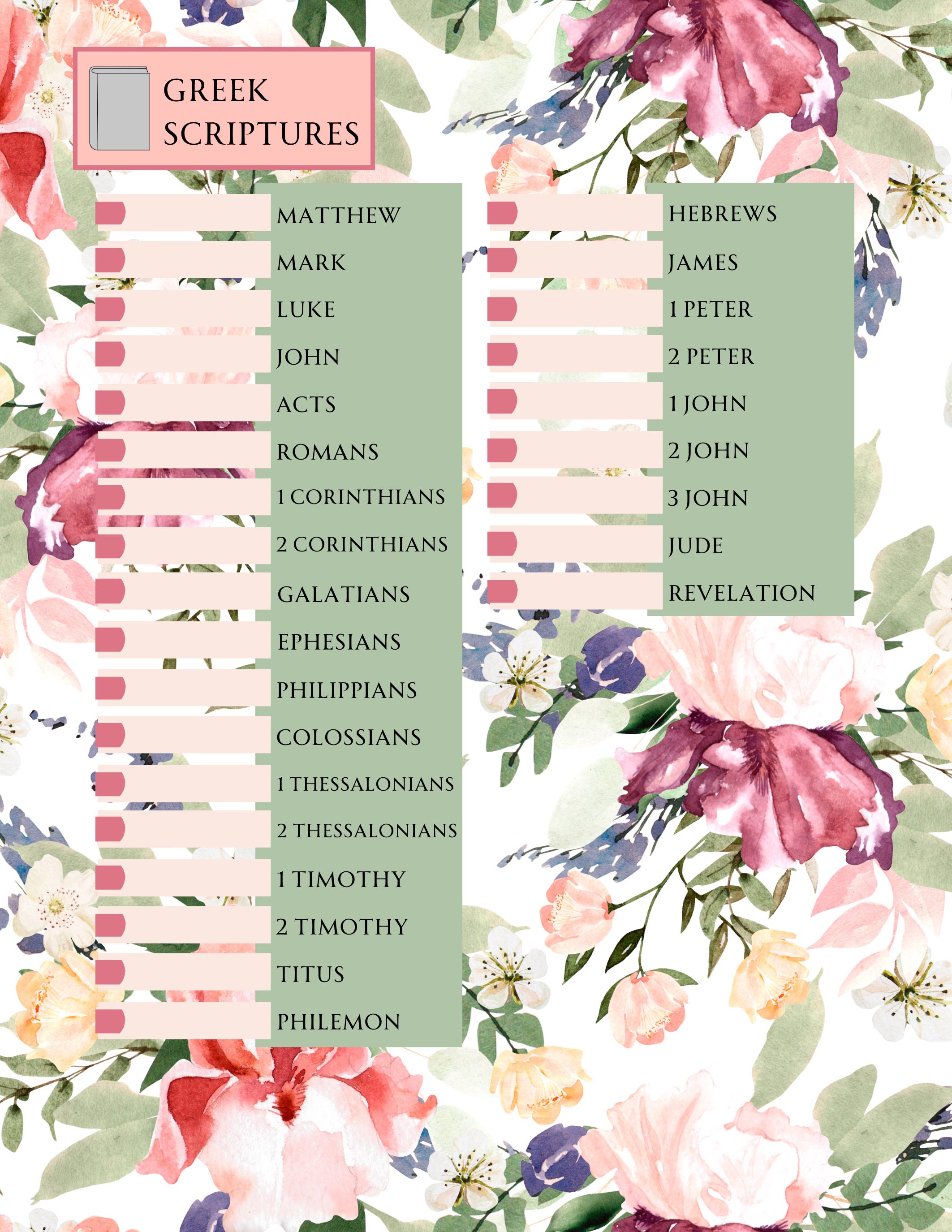Bible Reading Checklist Undated - JW - Iris Eucalyptus - Printable PDF ...