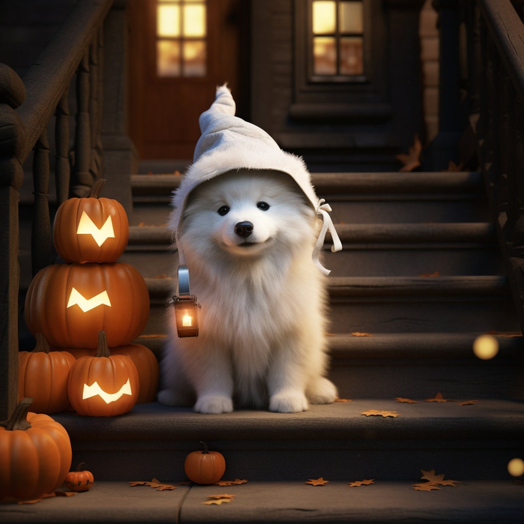 Halloween Samoyed design & Craft Material 30 PNG Pack, Design for ...