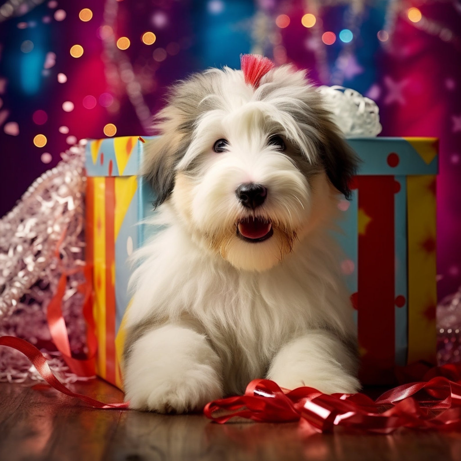 Furry Surprise Old English Sheepdog design & Craft Material - Etsy