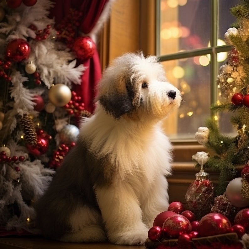 Christmas Old English Sheepdog design & Craft Material 30 - Etsy