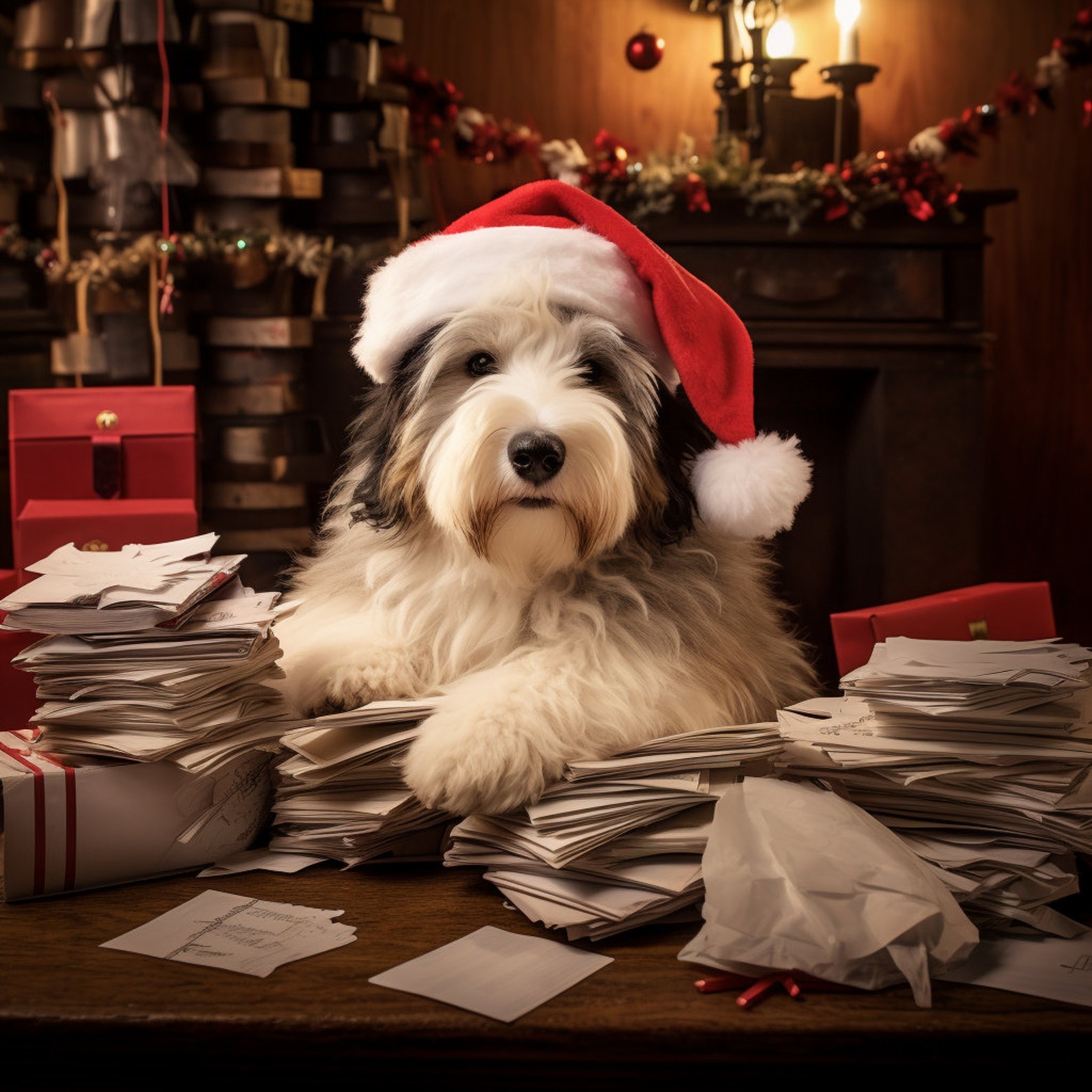 Christmas Old English Sheepdog design & Craft Material 30 - Etsy