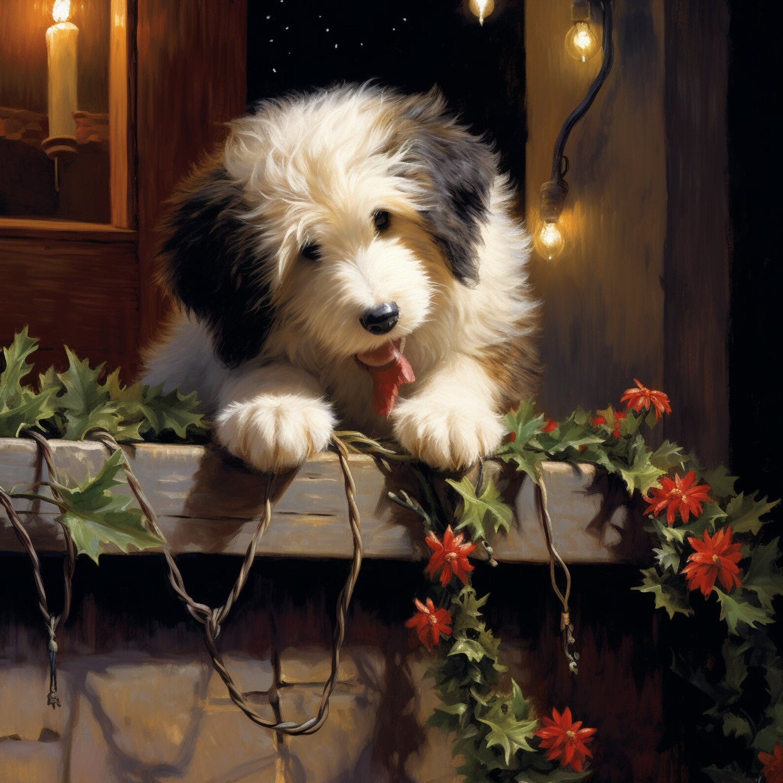 Christmas Old English Sheepdog design & Craft Material 30 - Etsy