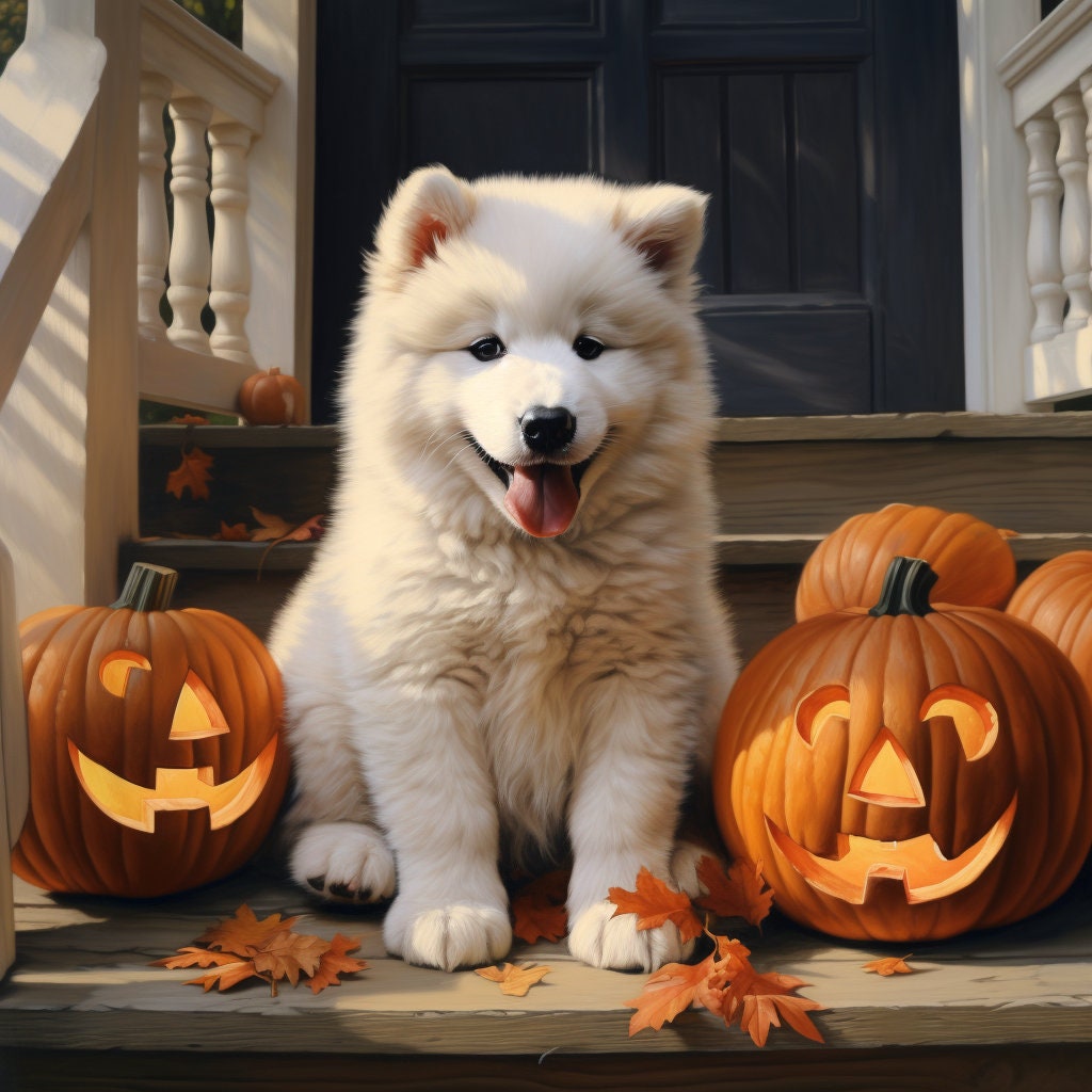Halloween Samoyed design & Craft Material 30 PNG Pack, Design for ...