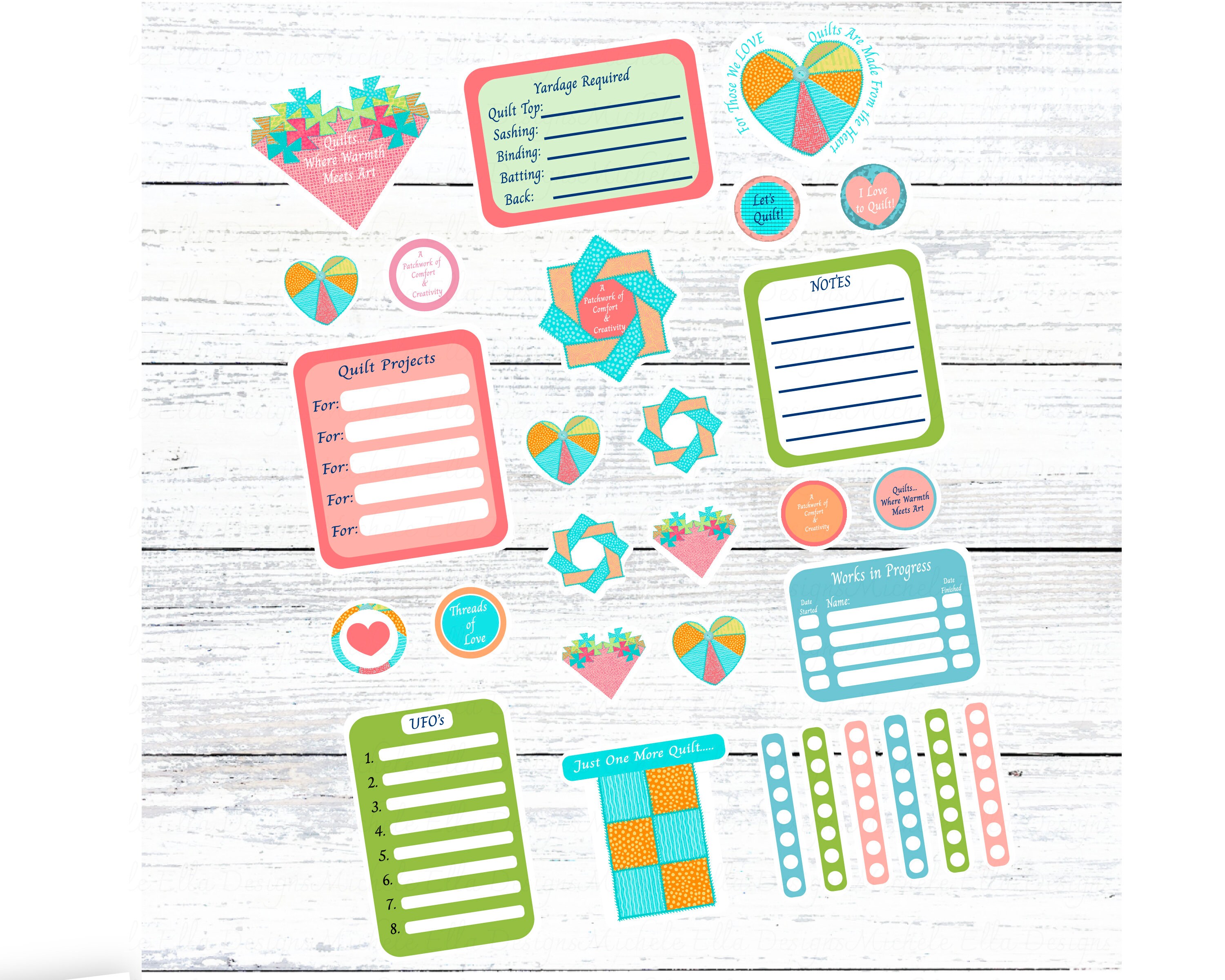 Quilt Stickers SVG, Printable Stickers, Quilt Lover Stickers, Planner ...