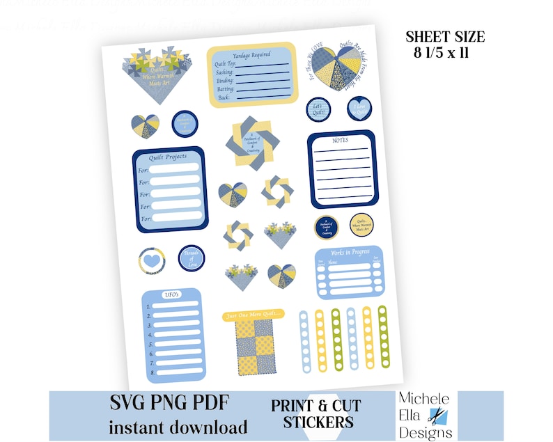 Quilt Stickers SVG, Printable Stickers, Quilt Lovers, Planner Stickers ...