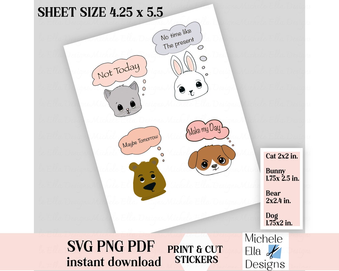 Cute Animal Stickers, Printable Stickers, Print and Cut Stickers ...