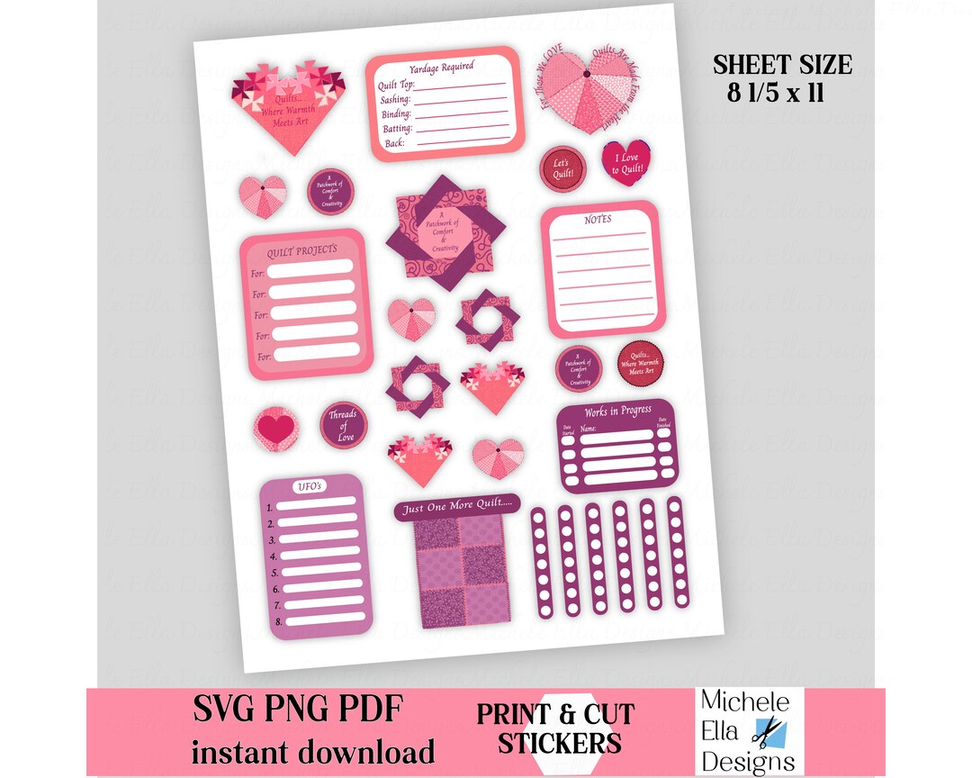 Quilt Stickers SVG, Printable Stickers, Quilt Lover, Quilt Planner ...
