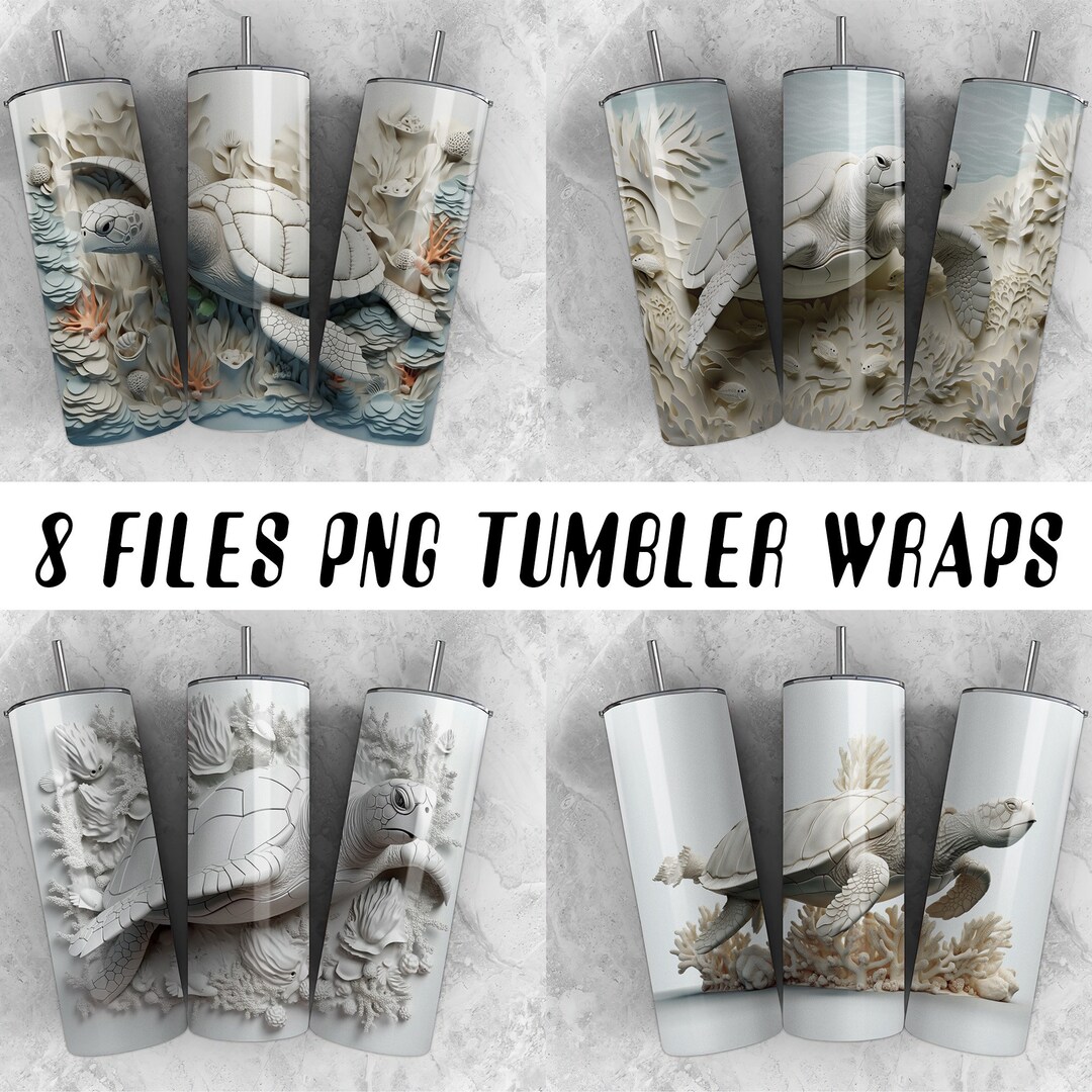 6 Files 3D White Sea Turtle Bundle Sublimation Tumbler Design - Etsy