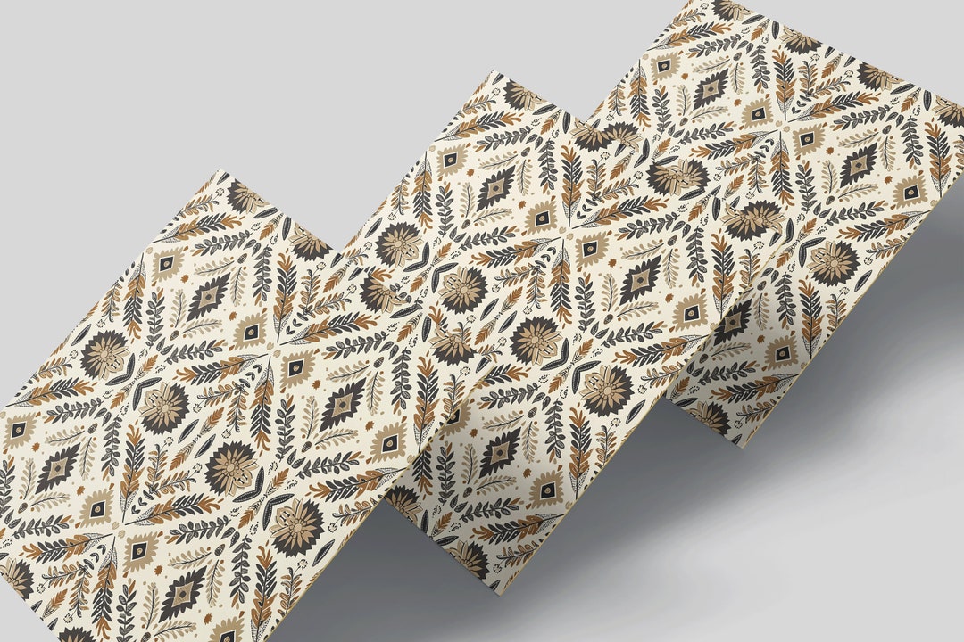 Boho Beige Neutral Colours Pattern Tile Stickers 055 - DIY Your Kitchen ...