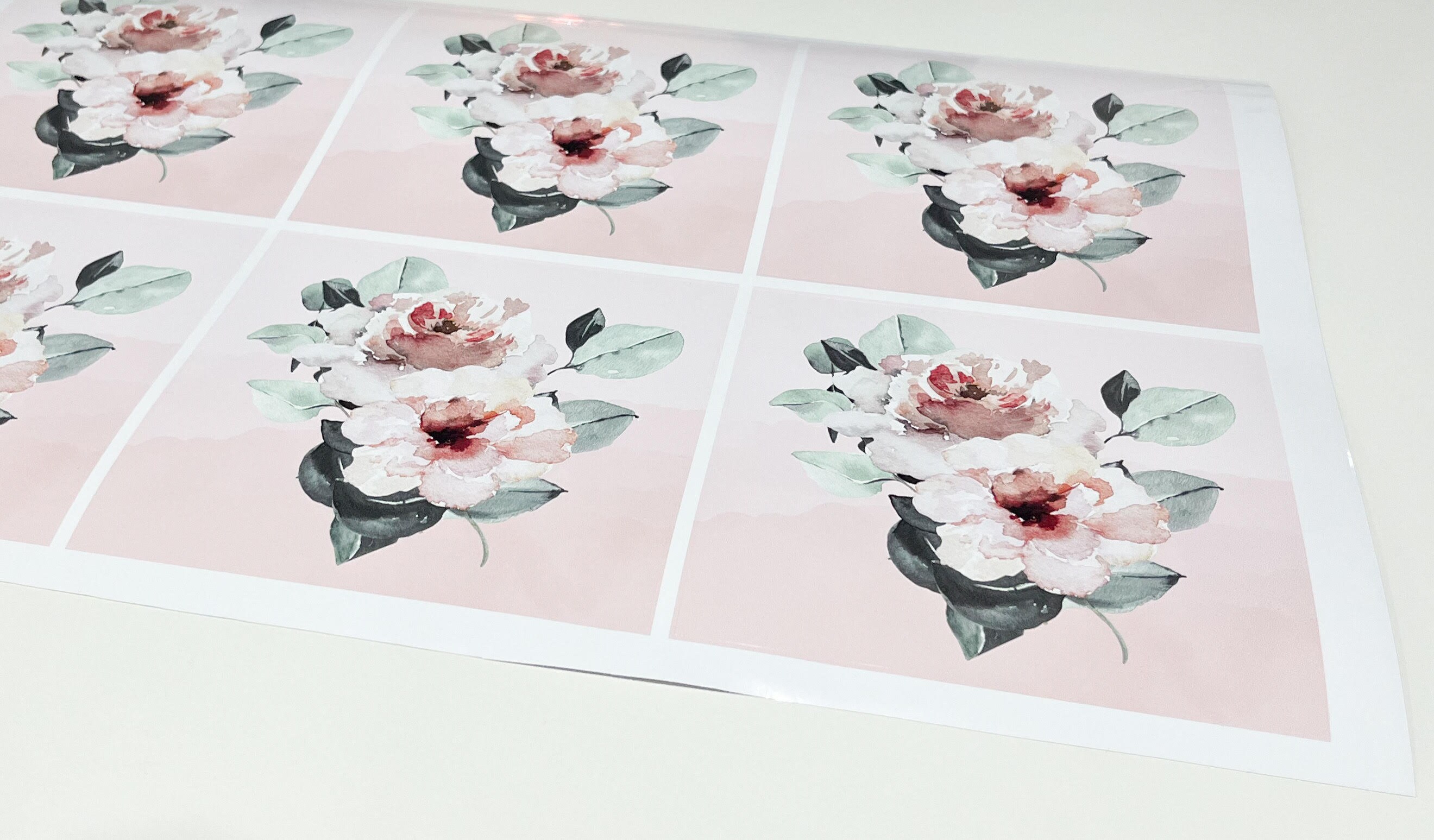 Pink Flower Vinyl Tile Stickers 009 - DIY Your Kitchen & Bathroom Tiles ...