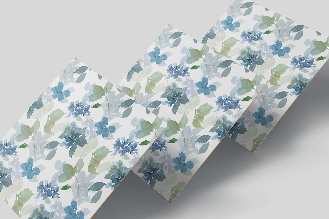 Blue Flowers With Green Leaves Vinyl Tile Stickers 020 - DIY Your ...