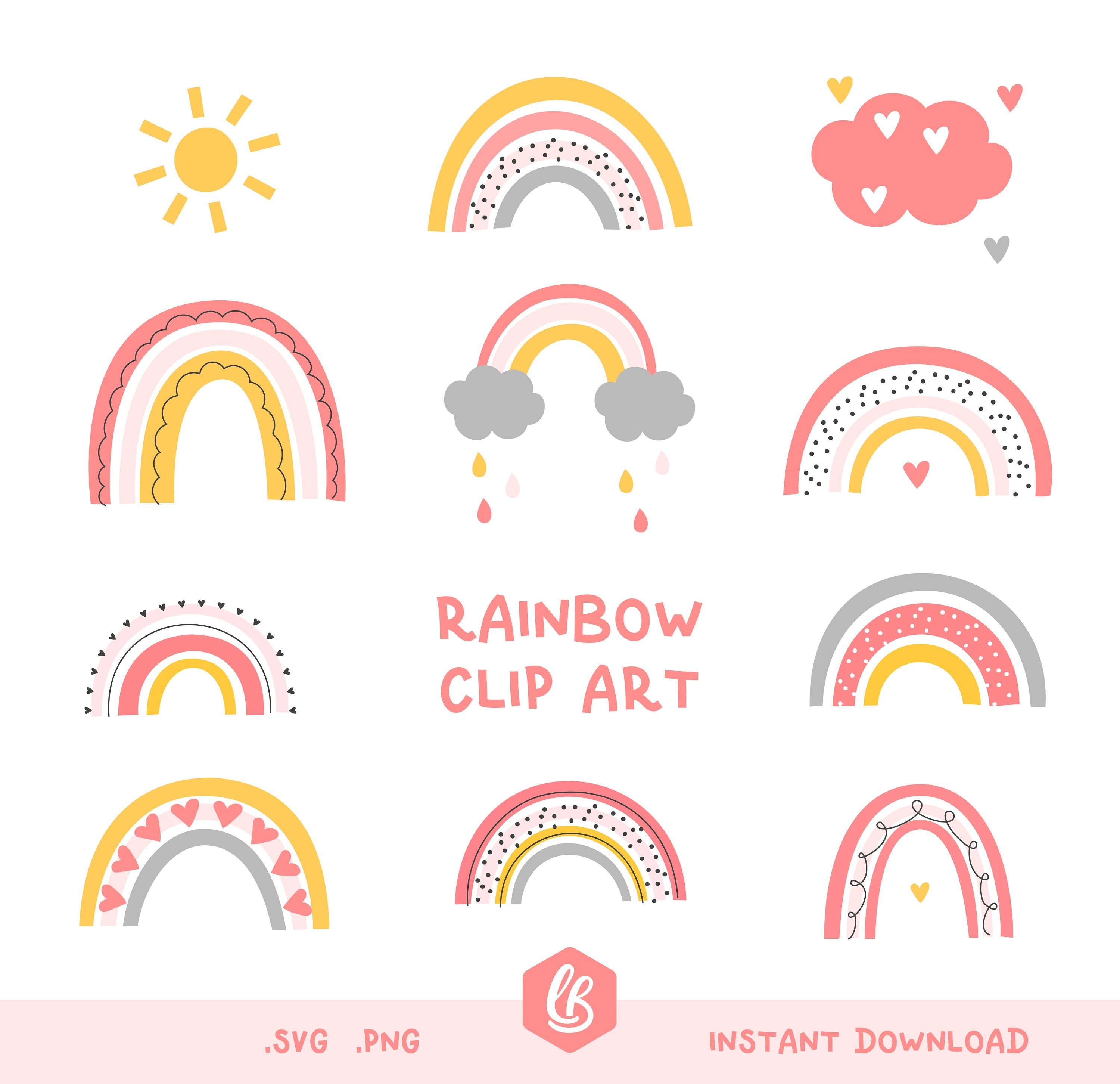 Rainbow Clip Art - SVG - PNG - Instant Download - Etsy