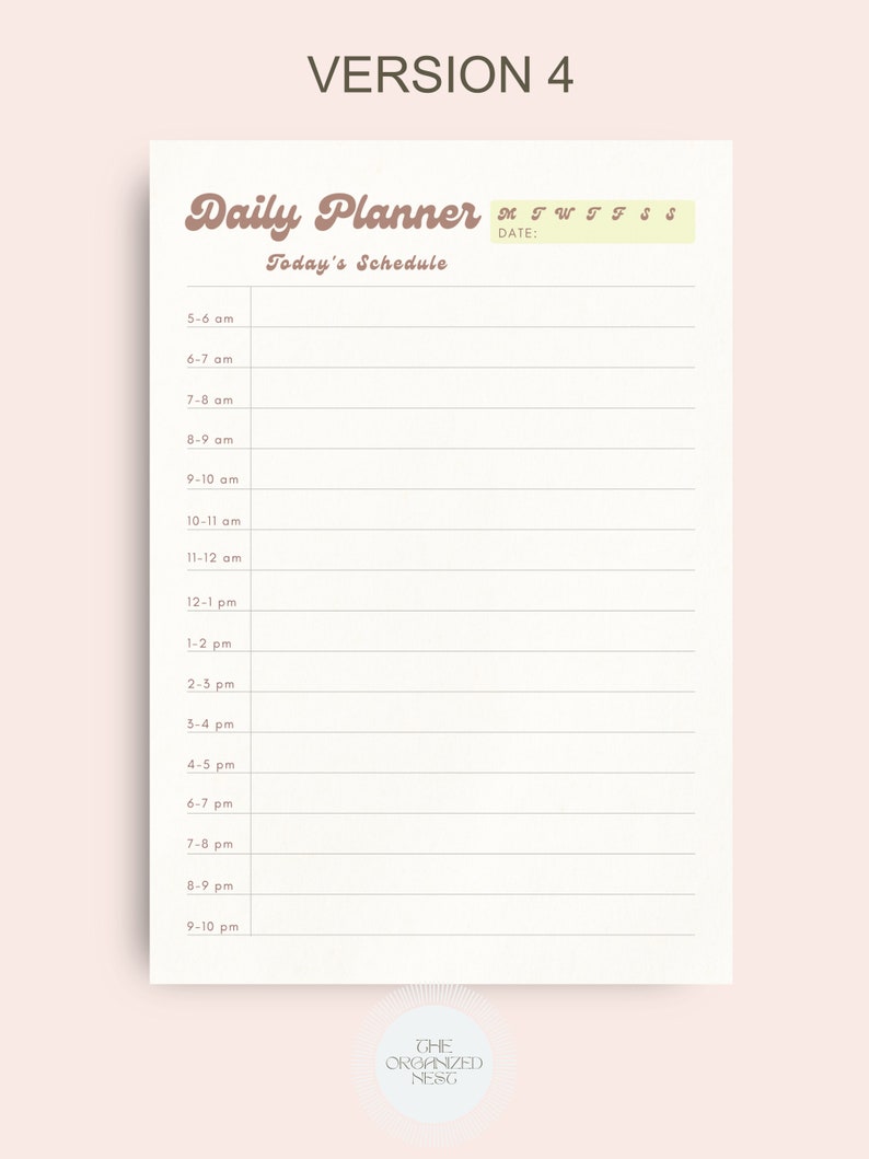 Undated Daily Hourly Planner Printable, to Do List for Work/home ...