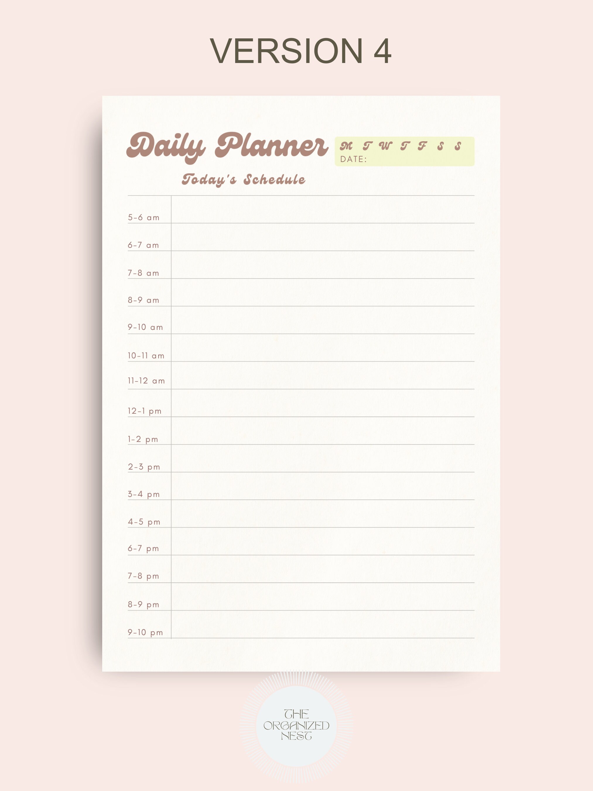 Undated Daily Hourly Planner Printable, to Do List for Work/home ...