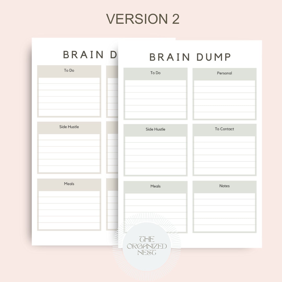 Brain Dump Printable ADHD Brain Dump Thought Organizer - Etsy