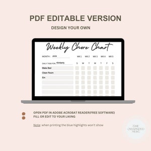 EDITABLE Cleaning Weekly Chore Chart Printable for Kids/family ...