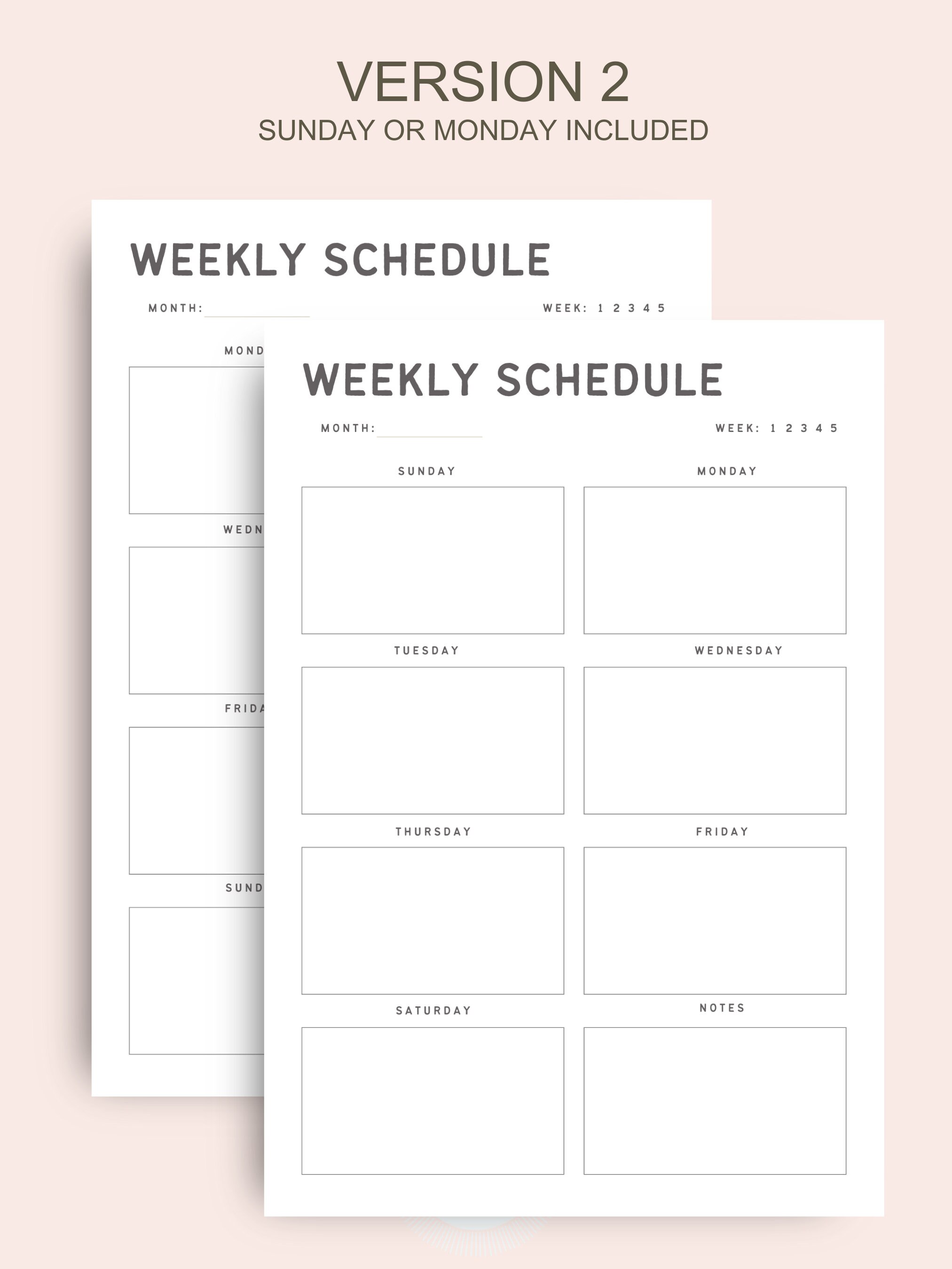 Weekly Schedule Planner Printable Daily Weekly to Do List for - Etsy