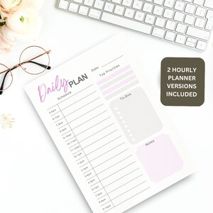 Undated Daily Hourly Planner Printable, to Do List for Work/home ...
