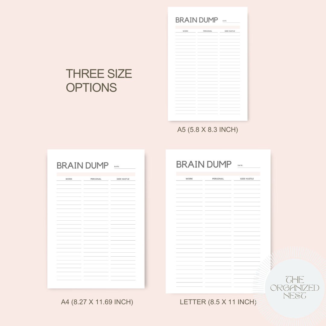 Brain Dump Printable, ADHD Brain Dump, Thought Organizer Journal ...
