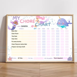 Mermaid Kids Chore Chart: Weekly Reward System (printable PDF) - Etsy