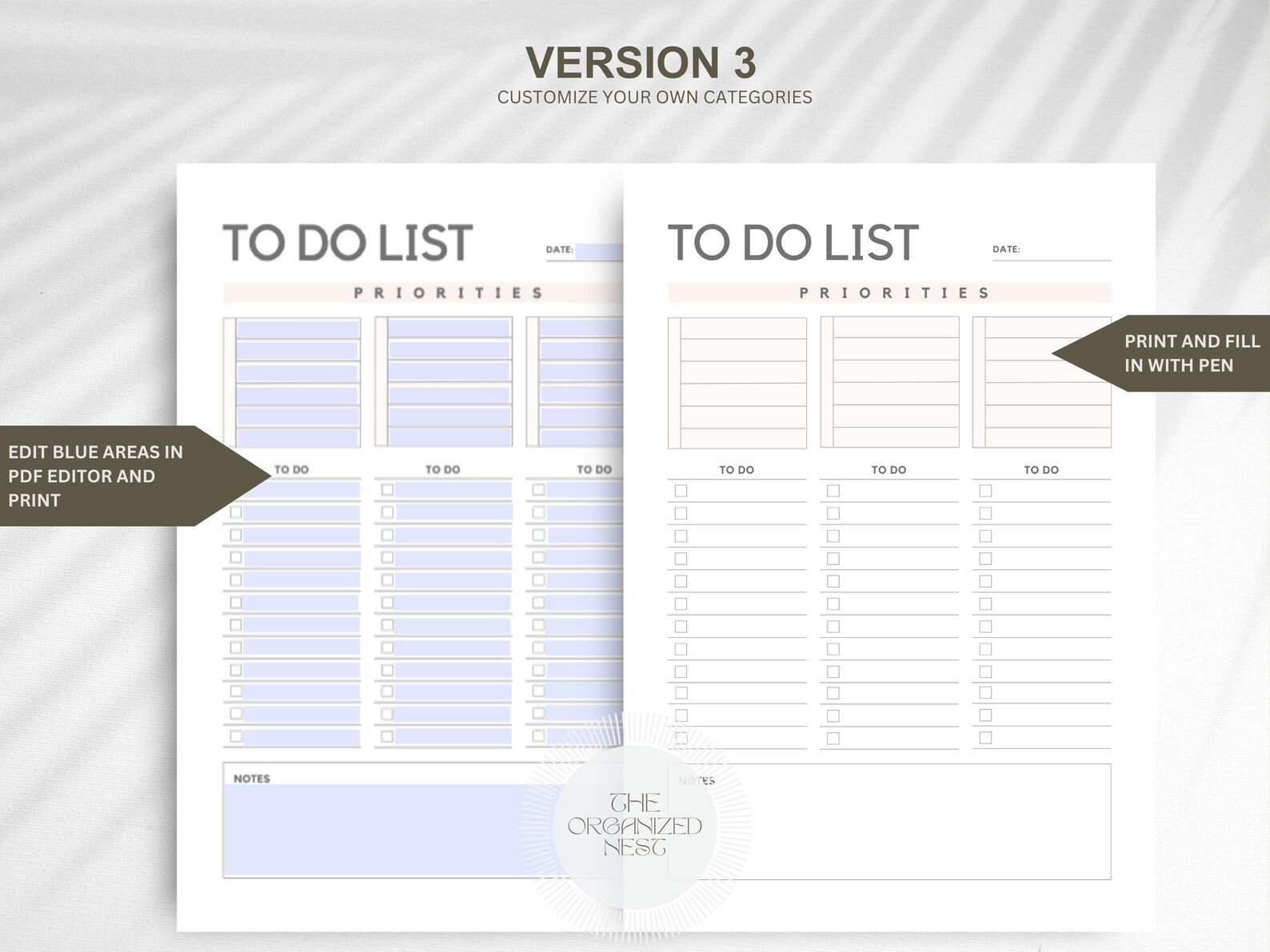 Printable to Do List Bundle, Fillable PDF, A4, A3, and Letter Size PDF ...