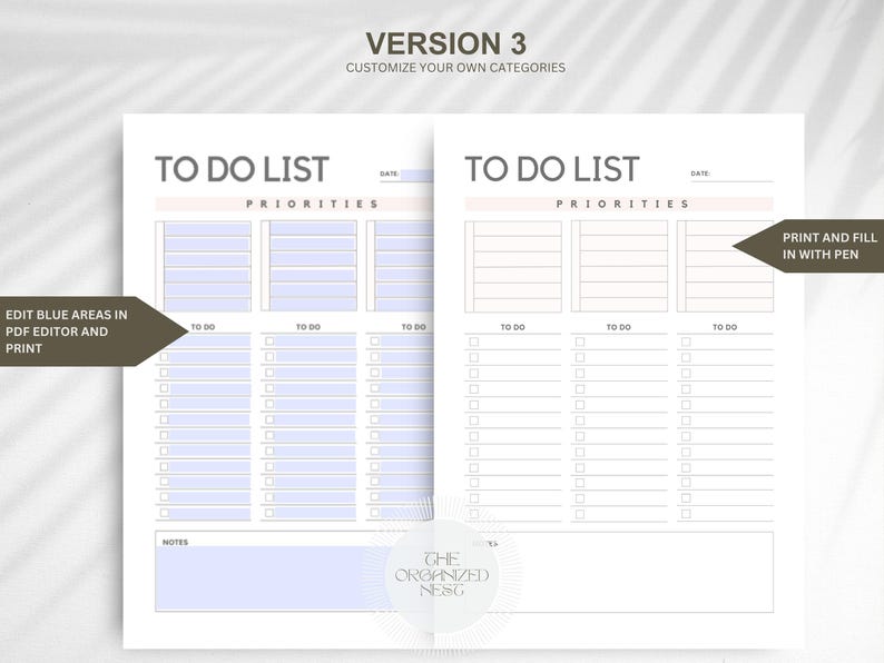 Printable to Do List Bundle, Fillable PDF, A4, A3, and Letter Size PDF ...