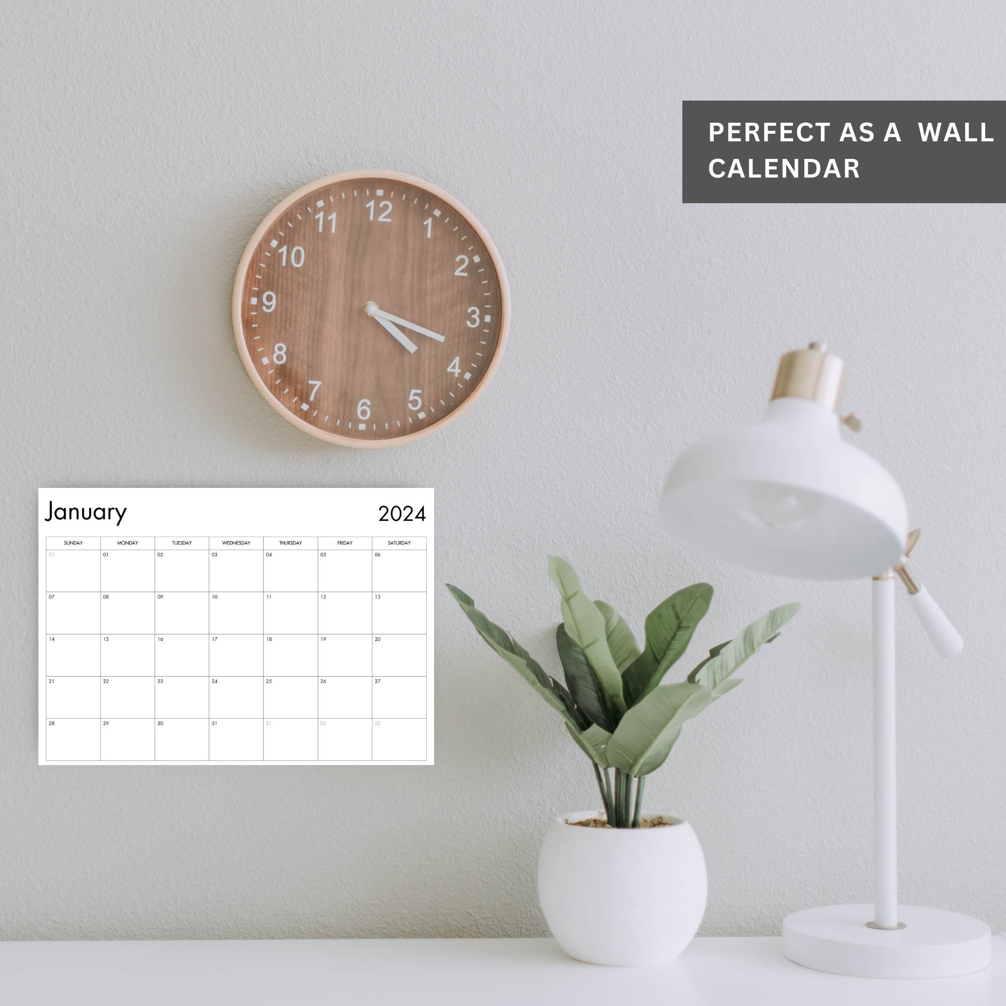2024 Monthly Calendar Landscape, Printable Calendar Template ...