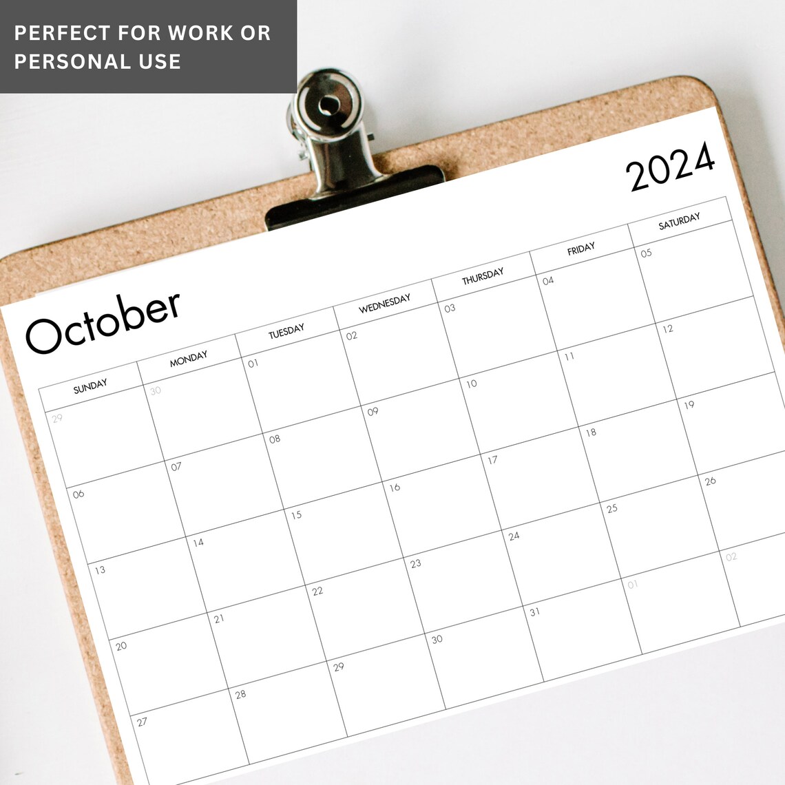 2024 Monthly Calendar Landscape, Printable Calendar Template ...