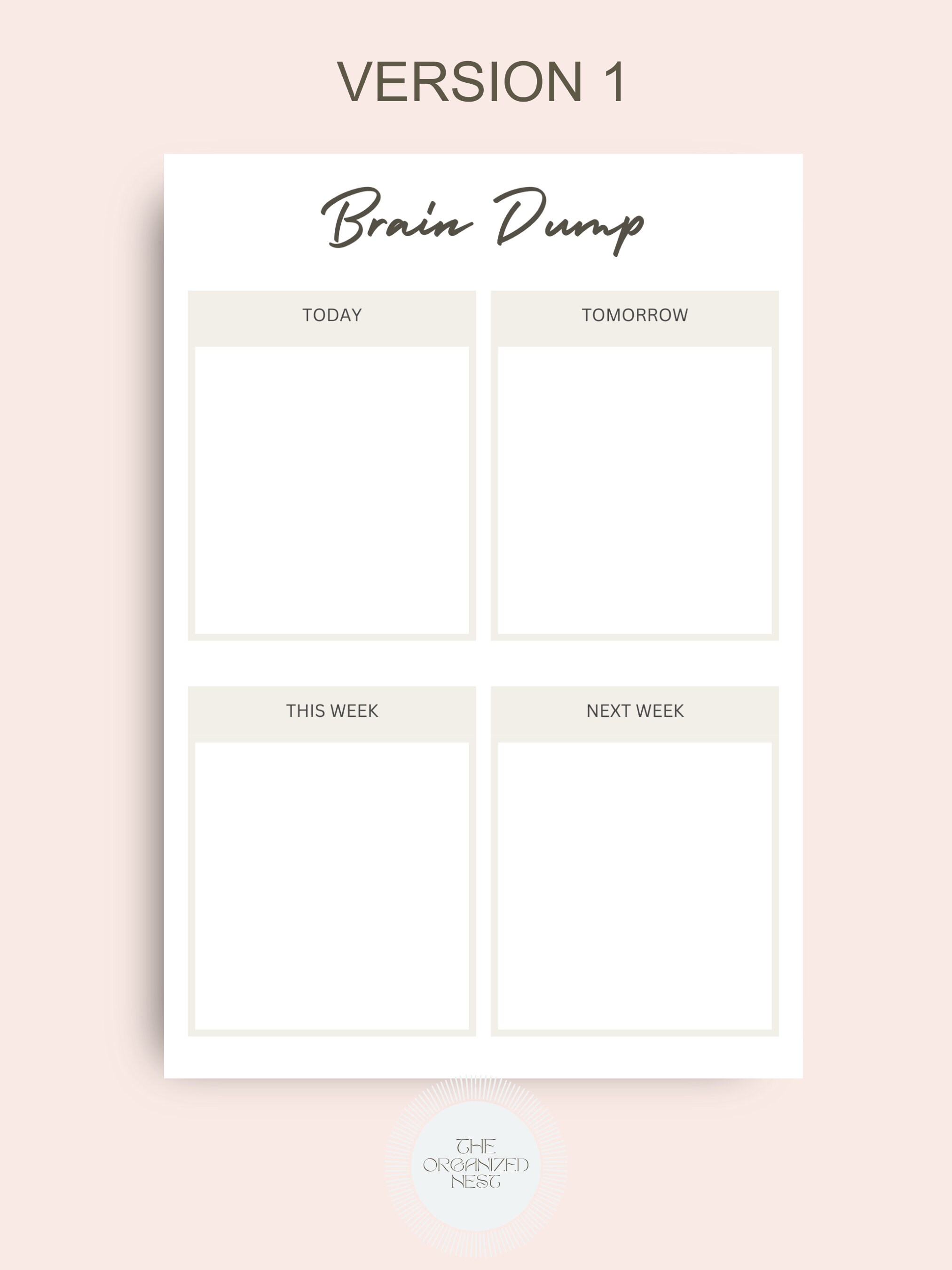 Brain Dump Printable: Thought Organizer Journal (A5, A4, Letter Sizes ...