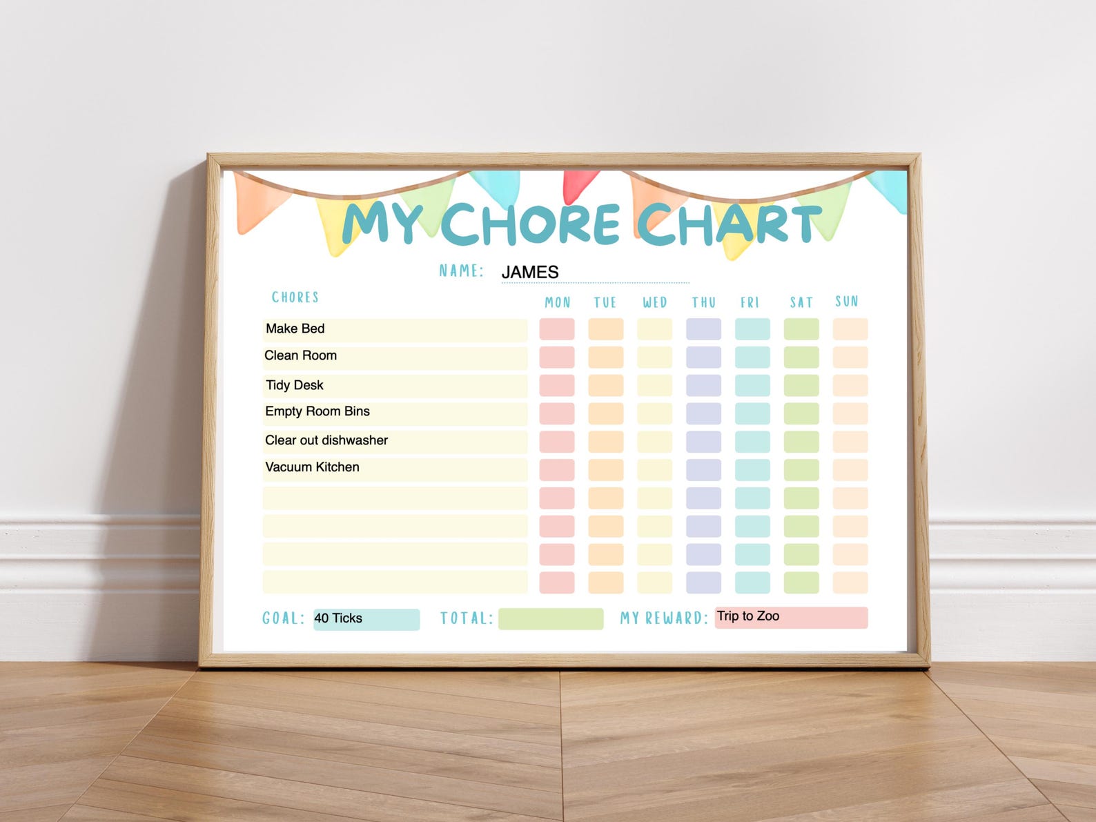 Kids Chore Chart: Weekly Responsibility Tracker (printable PDF) - Etsy