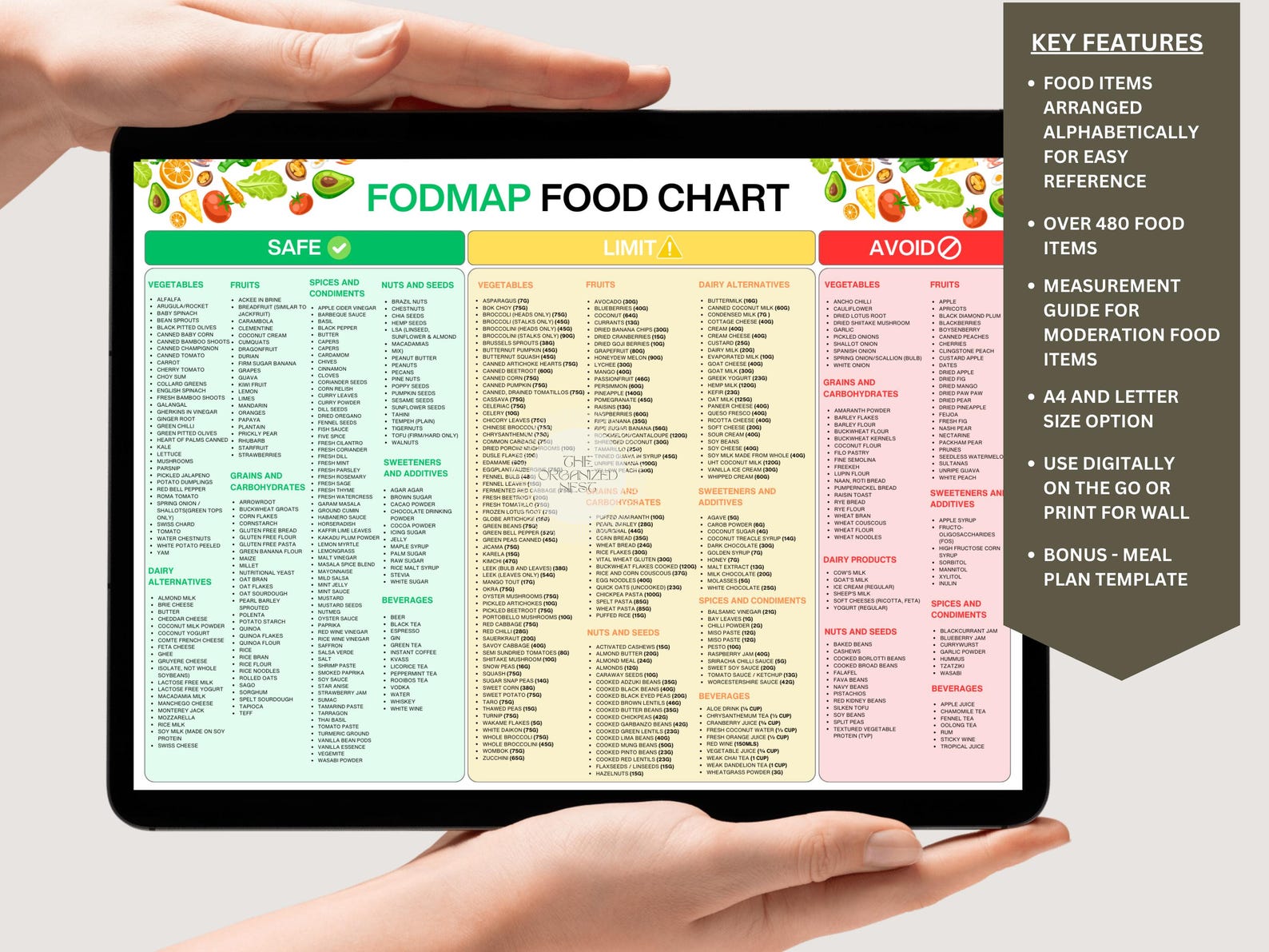 Fodmap Food Chart, Food Chart Nutrition Guide for IBS Meal Plan and Gut ...