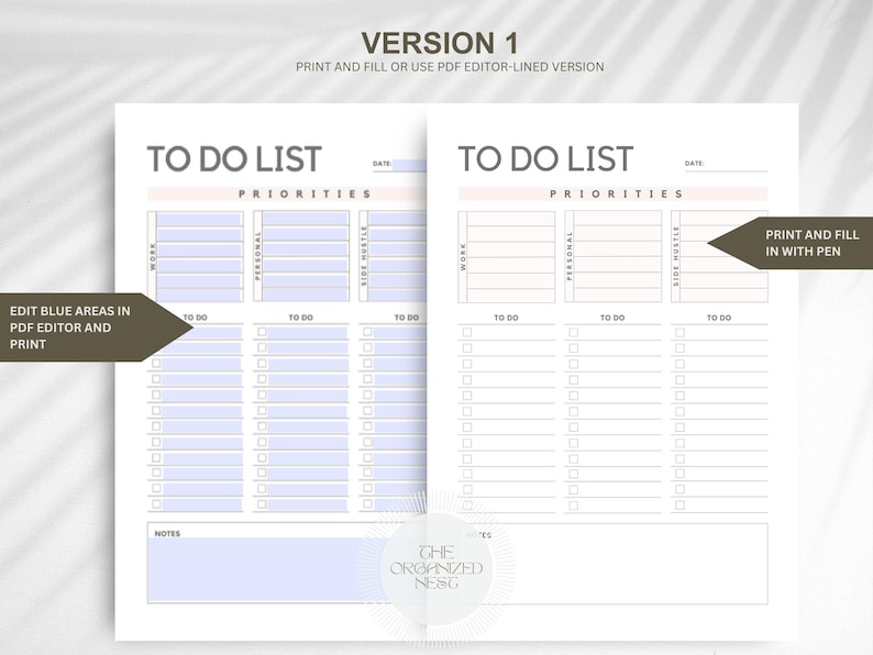 Printable to Do List Bundle, Fillable PDF, A4, A3, and Letter Size PDF ...