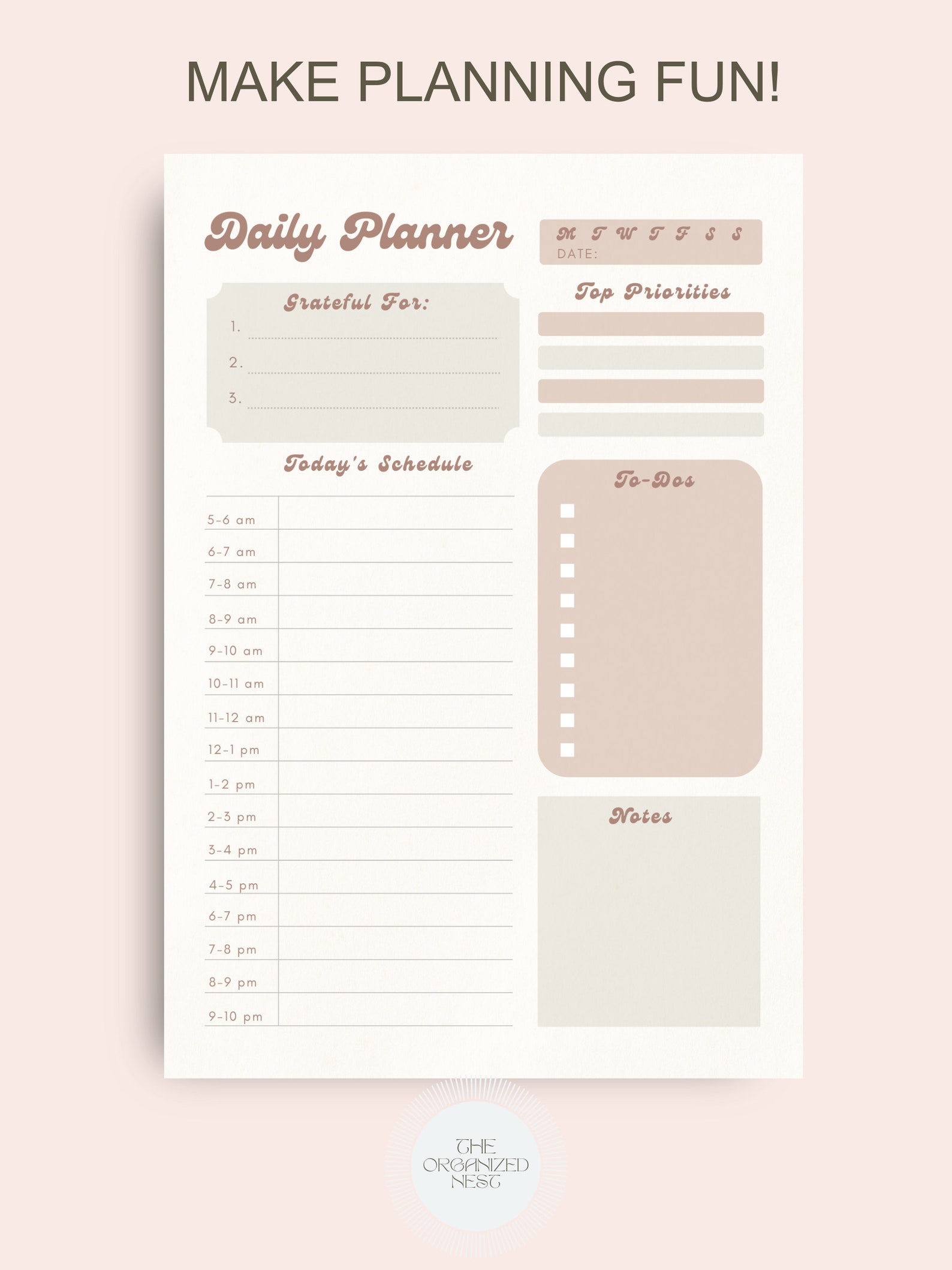Daily Hourly Schedule Planner Printable, Daily to Do List for Work/home ...
