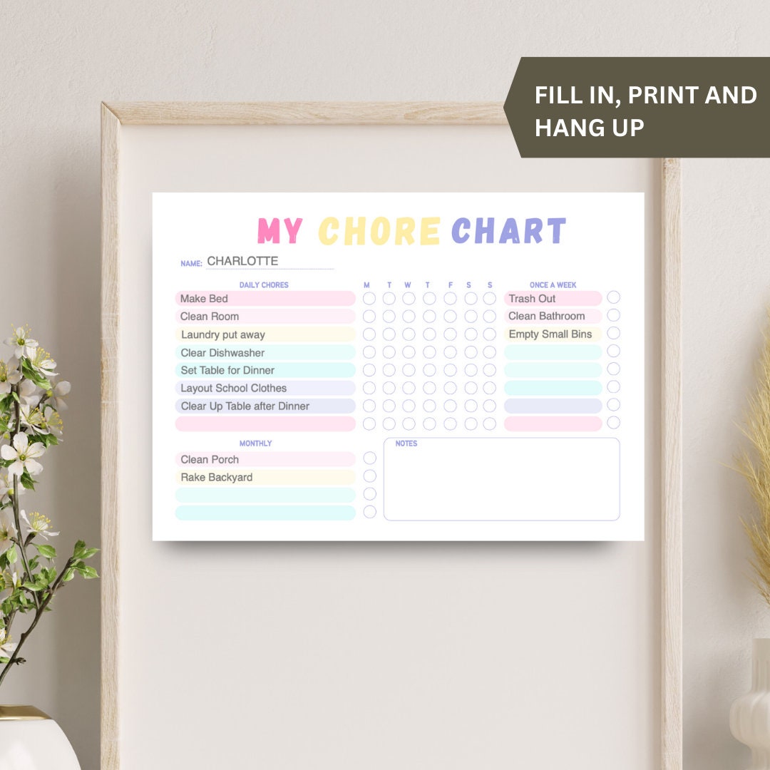 Cleaning Checklist, Cleaning Schedule, Family Chore Chart, Kids Chore ...